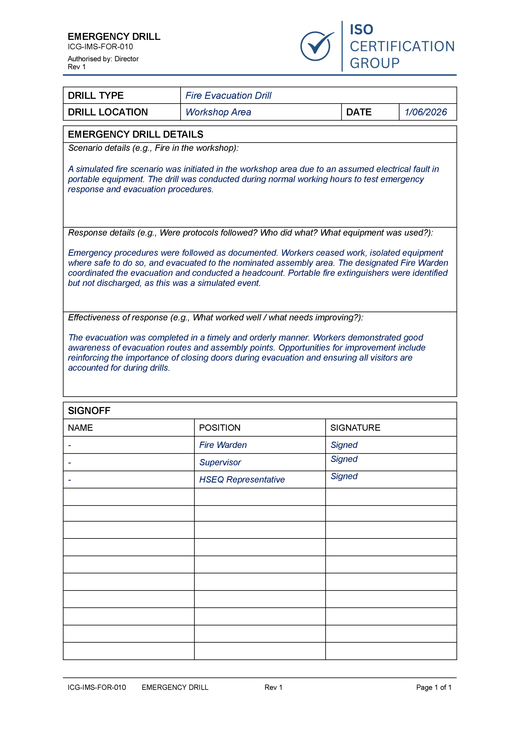 Emergency Drill Guide | ISO Certification Australia